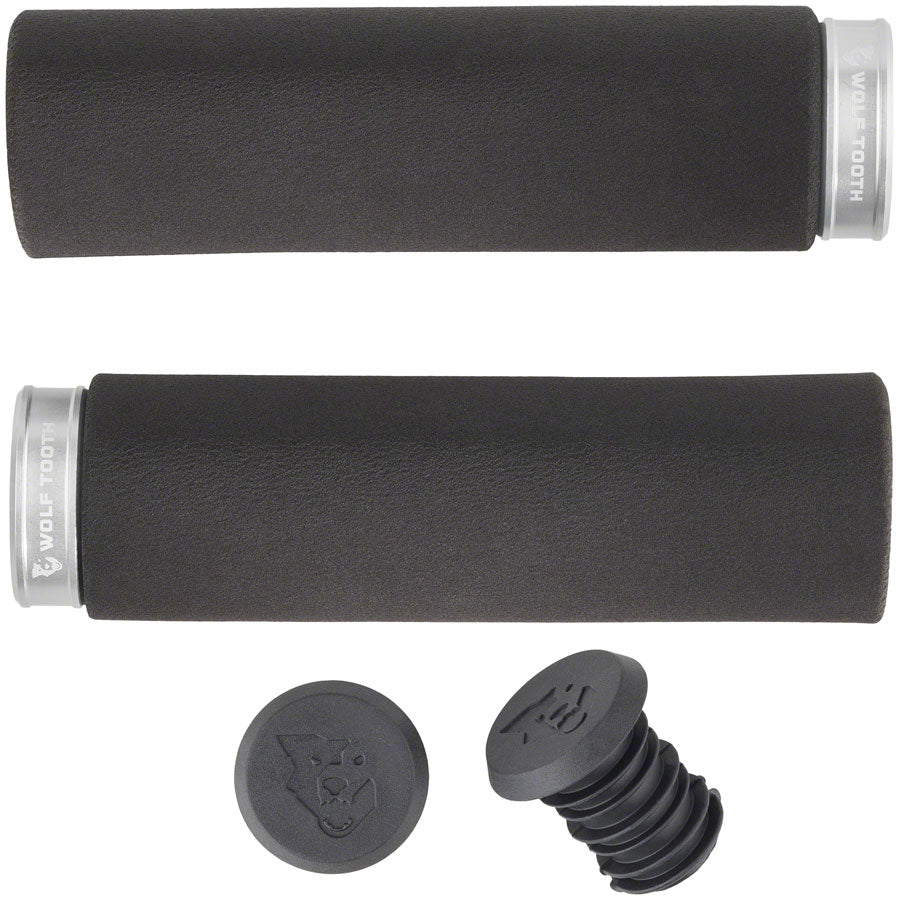 Wolf Tooth Fat Paw Lock-on Grips - Black/Raw Silver - HT0514